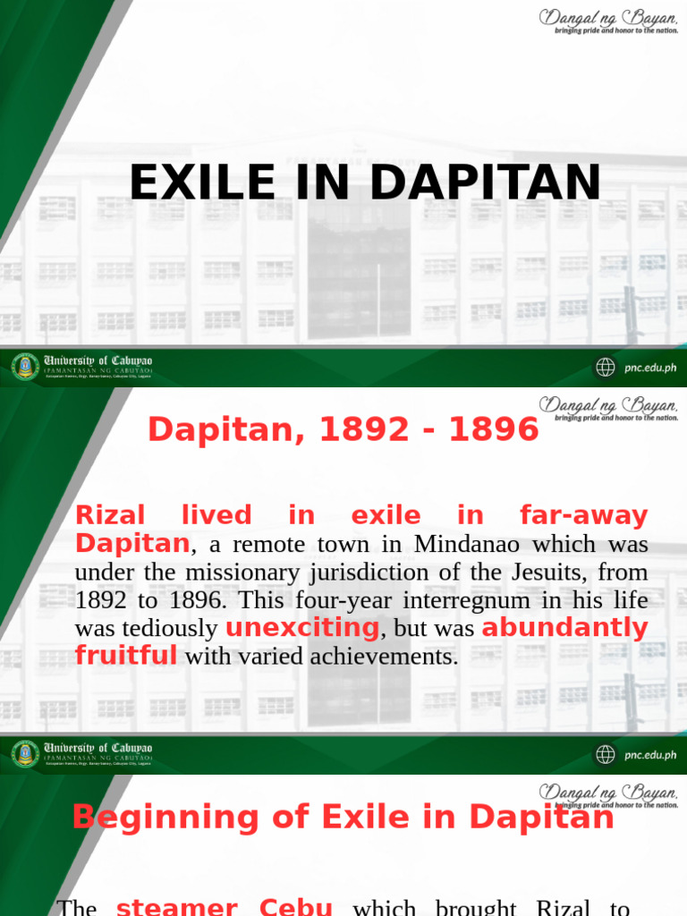Rizal's Exile in Dapitan (1892-1896) | PDF