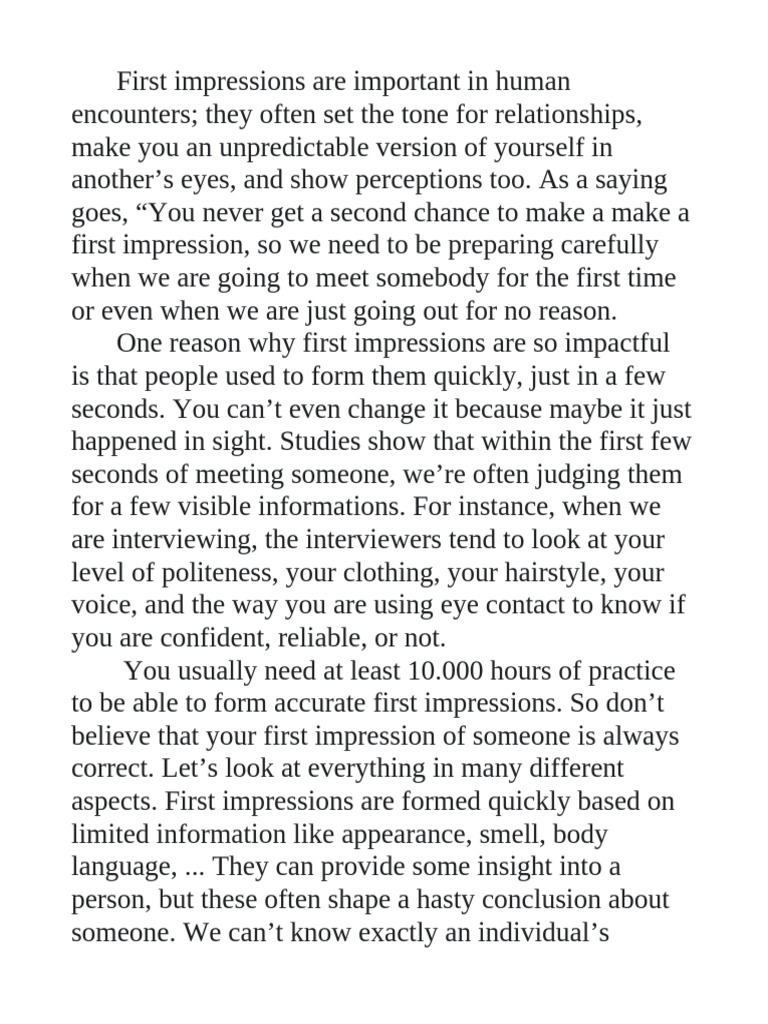 Mastering First Impressions for Success | PDF | Psychological Concepts ...