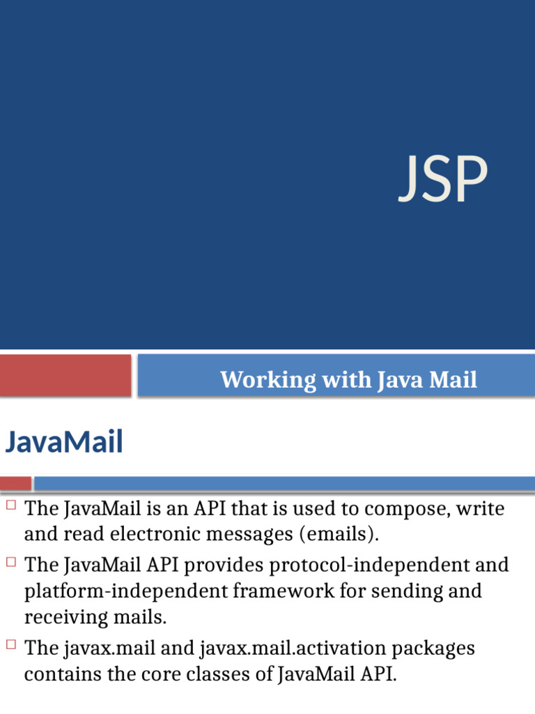Jee JSP Working With Javamail | PDF | Communications Protocols | Network Service