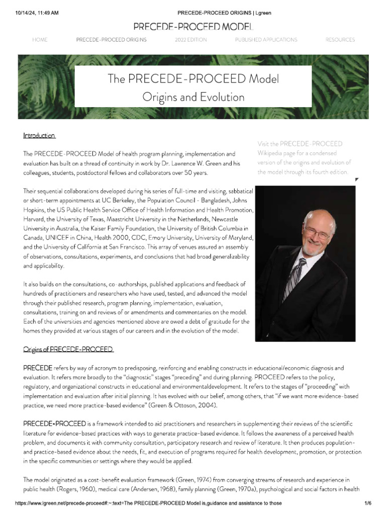 PRECEDE PROCEED MODEL ... TEXTBOOK | PDF