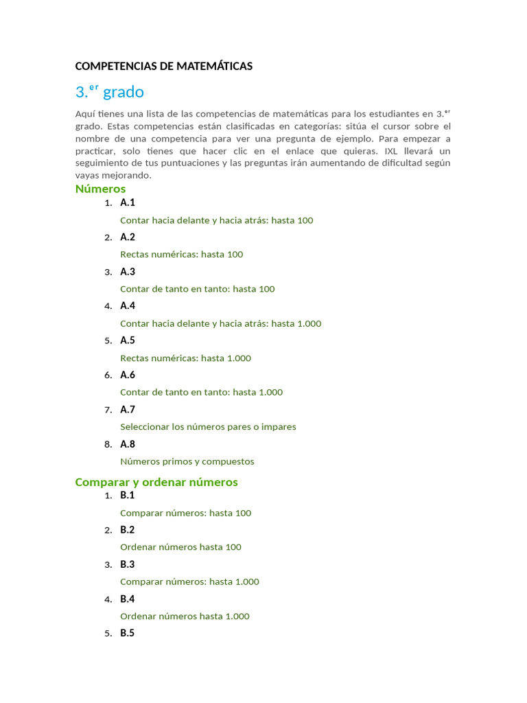 Competencias de Matemáticas de 3ero | PDF | Multiplicación | División (Matemáticas)