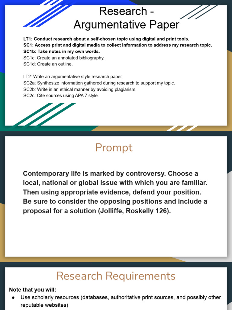 Research Guide for Argumentative Papers | PDF | Citation | Information ...