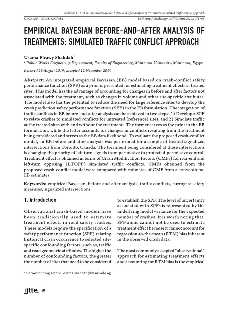 Shahdah - 2020 - Empirical Bayesian Before-and-After Analysis of TR | PDF | Standard Deviation ...