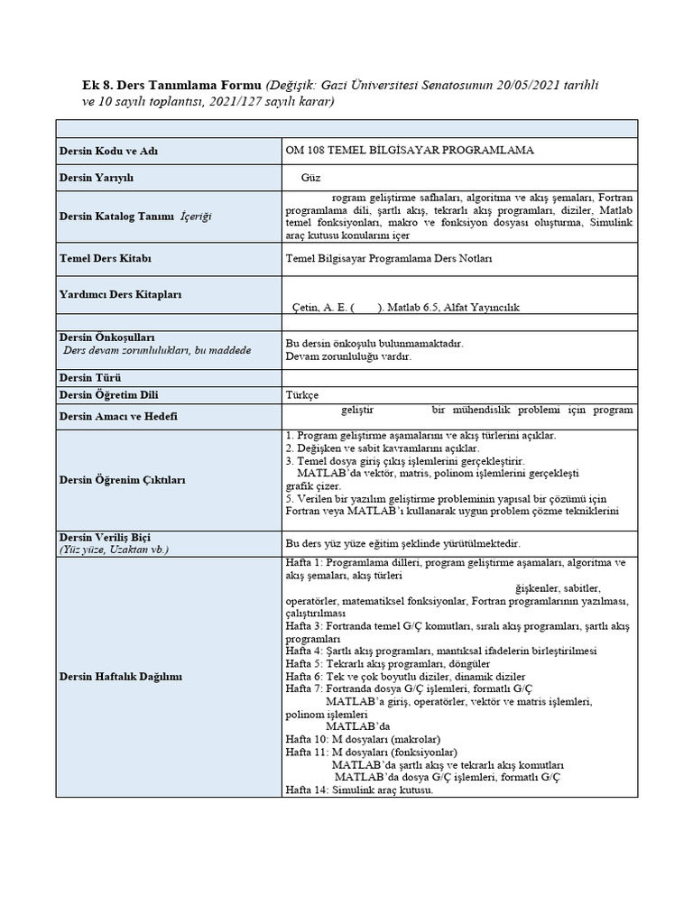 OM108 - TEMEL - BILGISAYAR - PROGRAMLAMA Hafta 1 | PDF