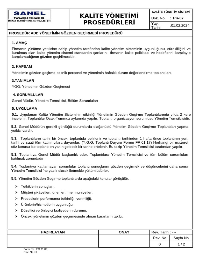 PR-07 Y.G.G. Prosedürü | PDF