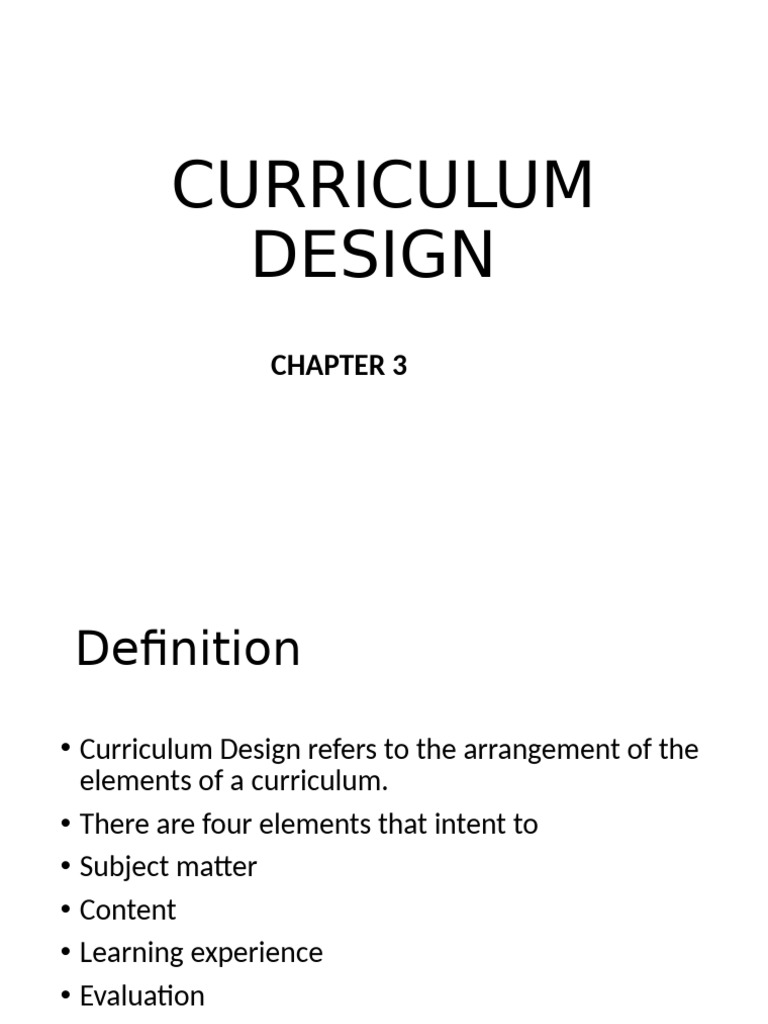 Chapter 3 Curriculum Design | PDF | Interdisciplinarity | Curriculum