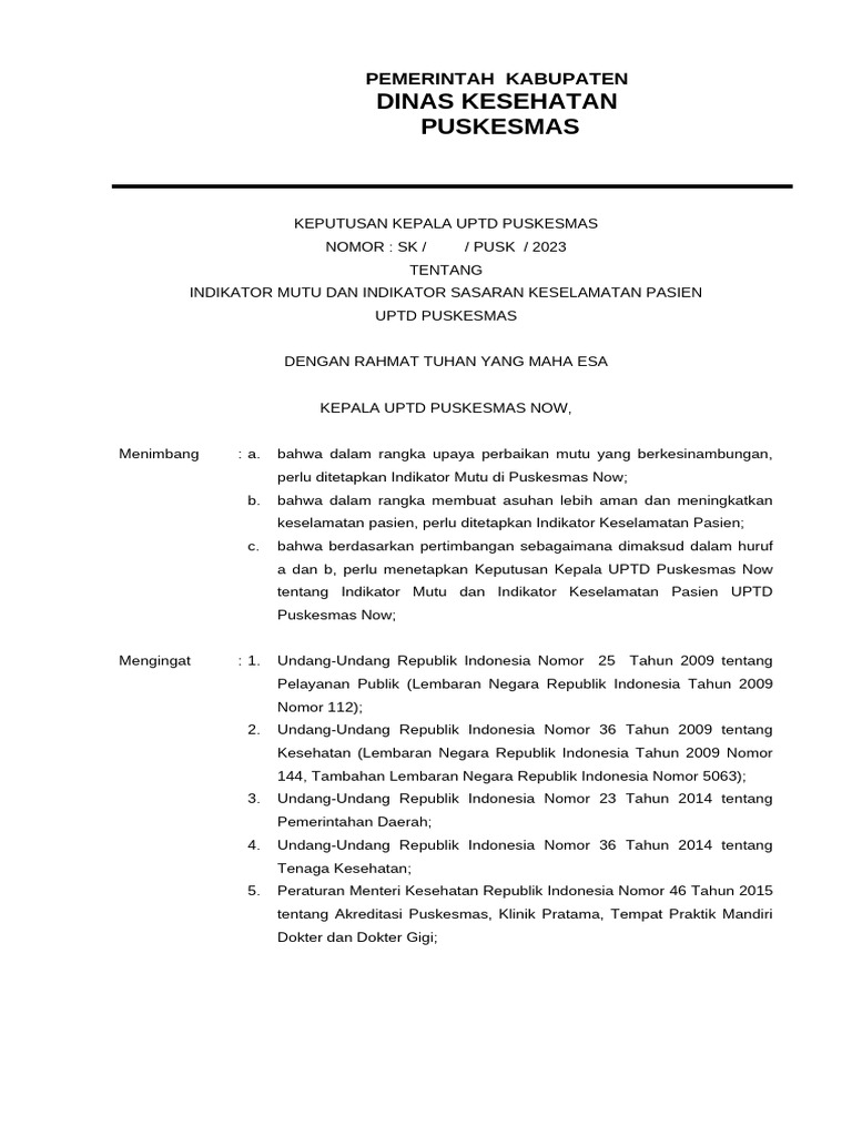 SK Indikator Mutu Dan SKP Scrib | PDF