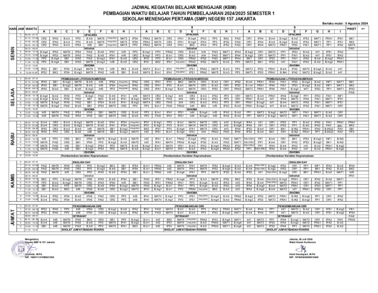 Jadwal KBM 05082024 Rev 1 | PDF