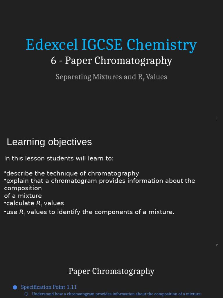 IGCSE Chemistry: Chromatography Basics | PDF | Chromatography | Mixture