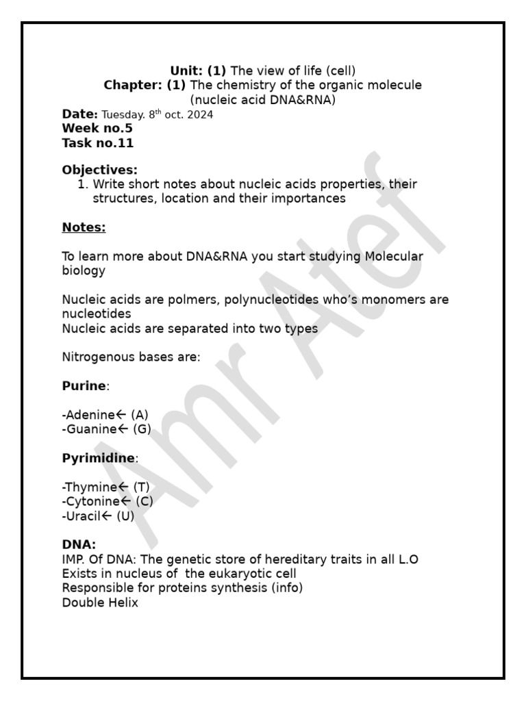 AP - Bio Sheet Week5-Task11 | PDF
