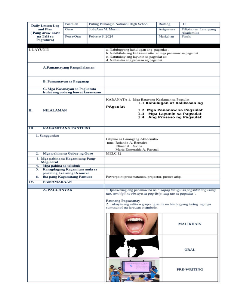 LESSSON 1. Mga Batayang Kaalaman Sa Pagsulat | PDF