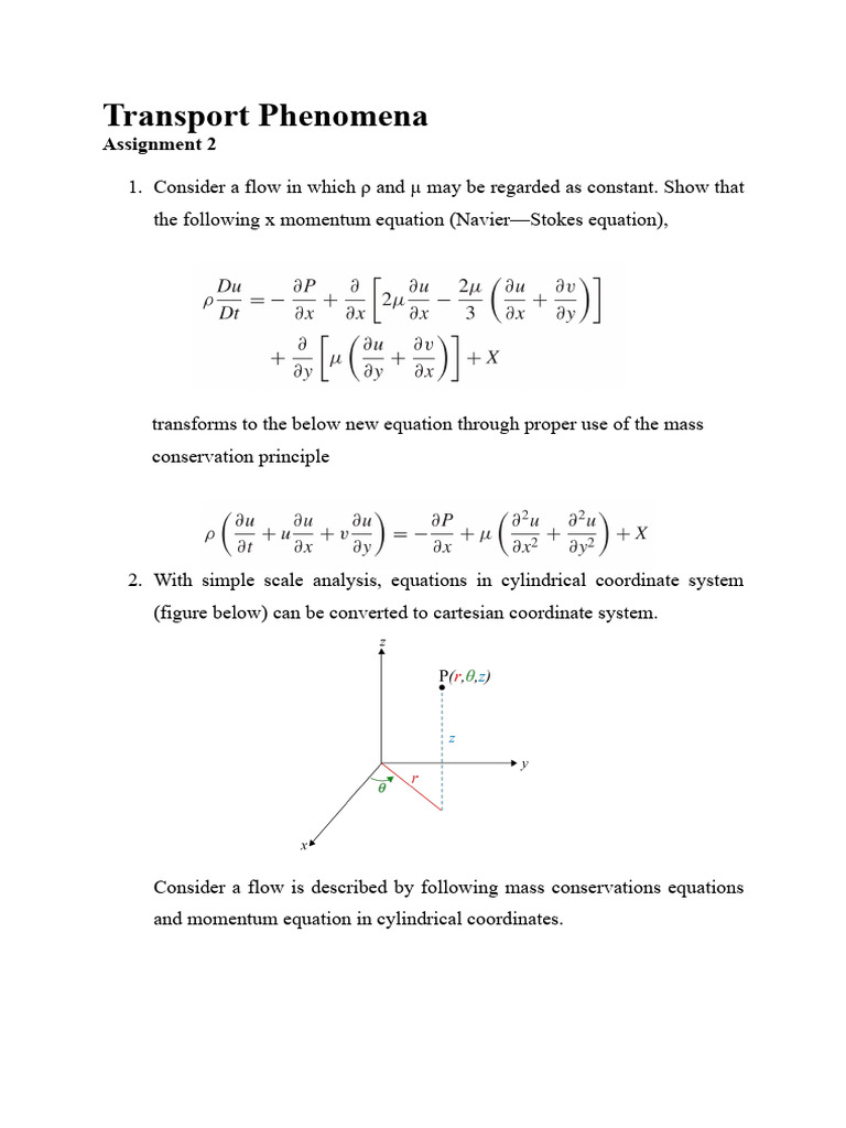 Assignment 2 Transport Phenomena | PDF | Teaching Methods & Materials | Technology & Engineering