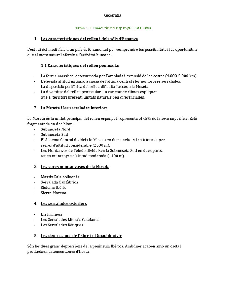 Apunts GEOGRAFIA Tema 1-2-3 2n Batx | PDF