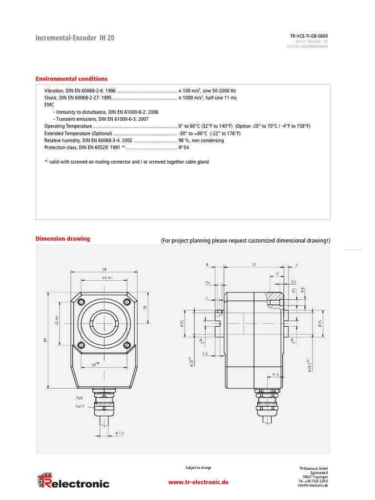 TR Electronic Data Sheets Incremental Rotary Encoders PT 3 | PDF ...