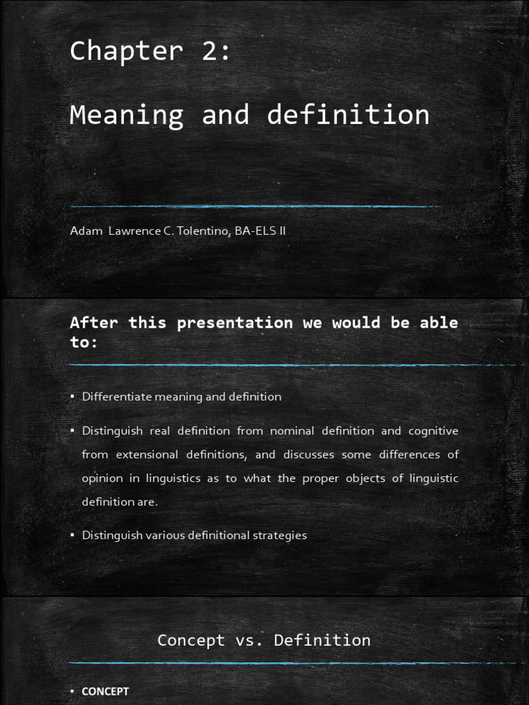 Distinguishing Meaning and Definition | PDF | Definition | Concept