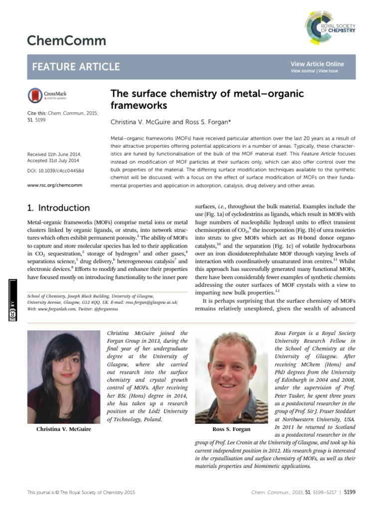 Chemcomm: Feature Article | PDF | Coordination Complex | Nanoparticle