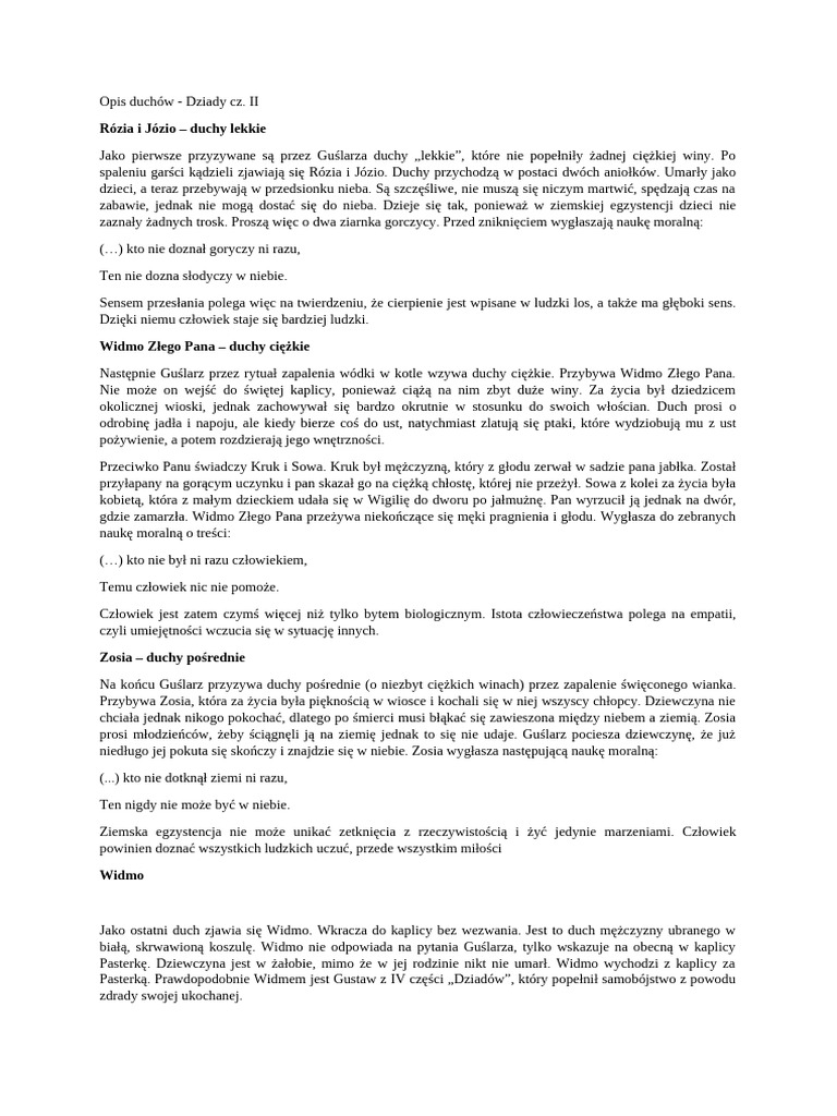 Dziady Opis Duchów | PDF