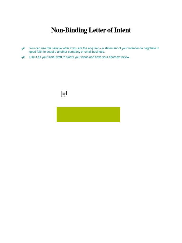 Non Binding Letter of Intent Template | PDF | Contractual Term | Justice