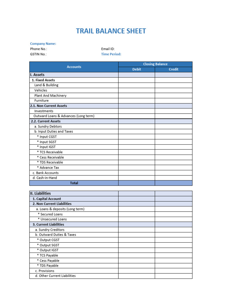 Trail Balance Sheet 01 | PDF