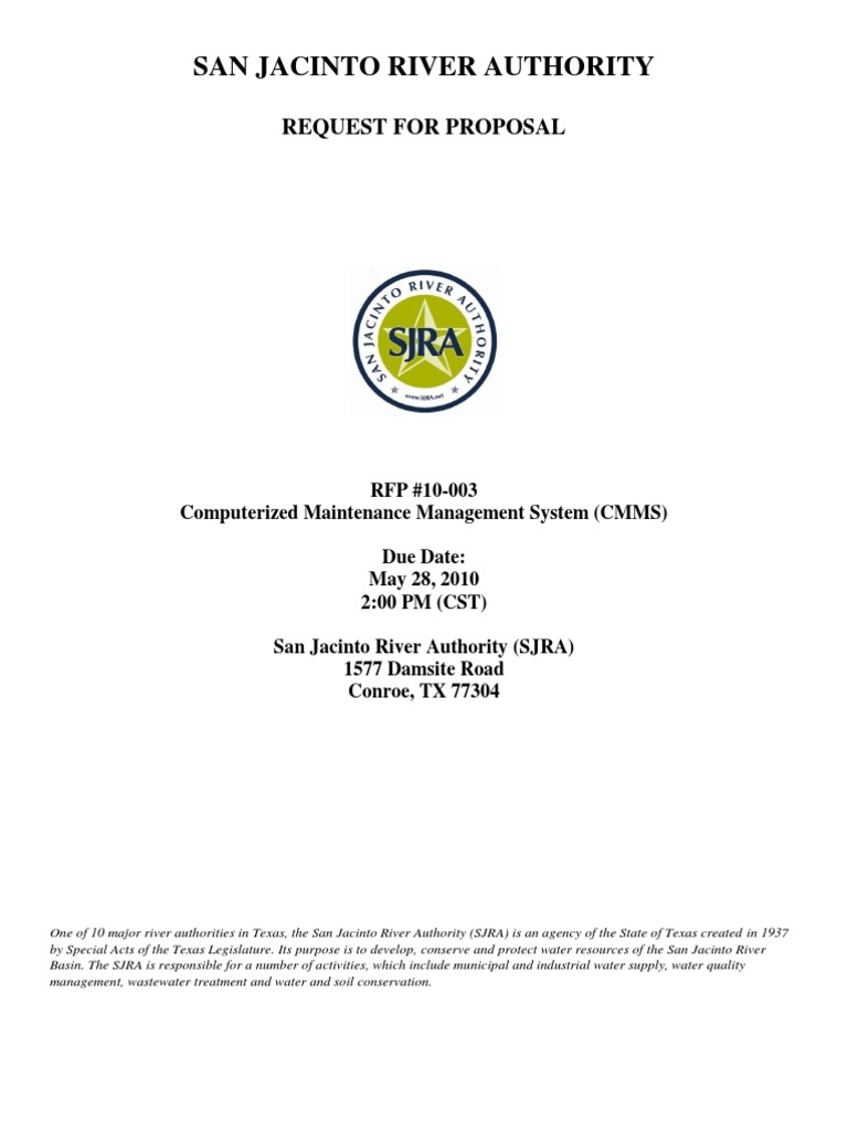 SJRA CMMS RFP #10-003 Details | PDF | Request For Proposal | Business ...