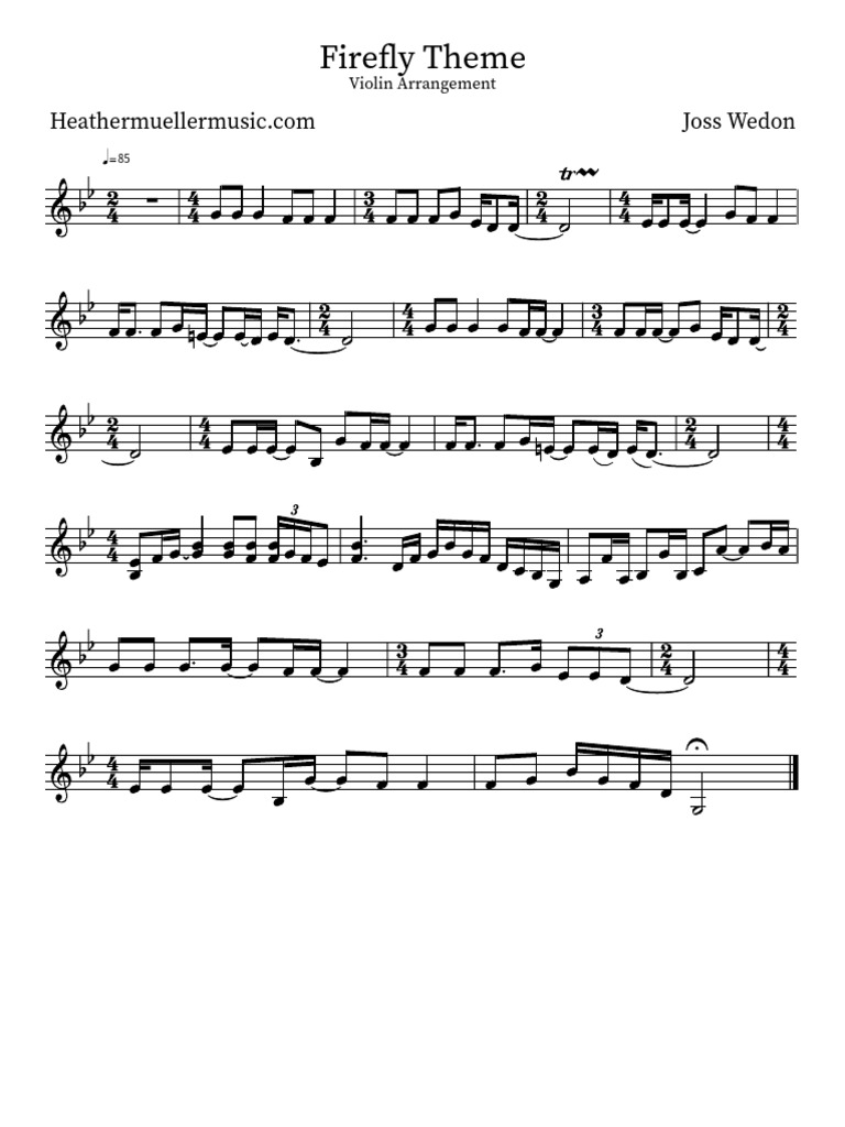 Firefly Theme Song Sheet Music | PDF