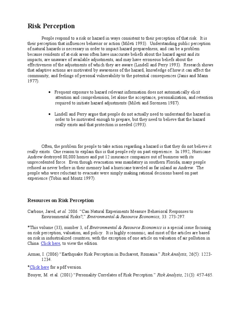 Risk Perception | PDF | Epistemology | Cognition