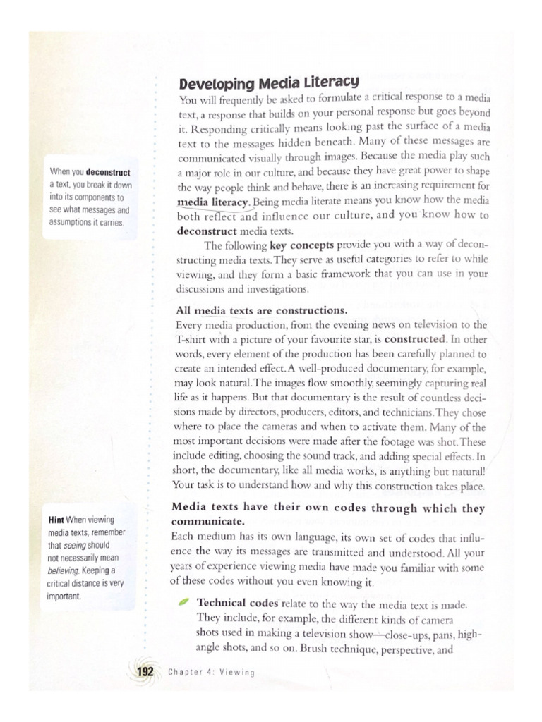 Developing Media Literacy | PDF