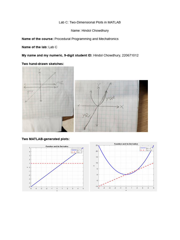 Lab C - Two-Dimensional Plots in MATLAB | PDF