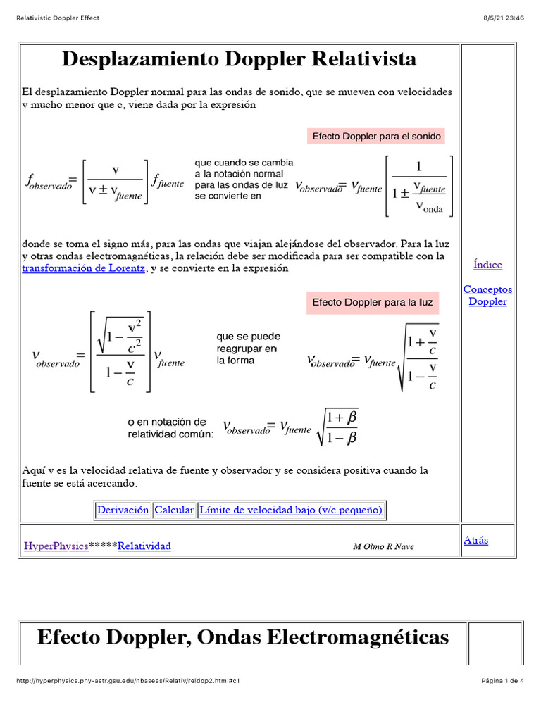 Relativistic Doppler Effect | PDF | Redshift | Efecto Doppler