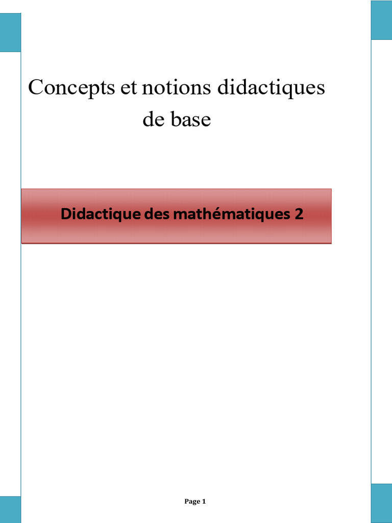 Concepts de didactique des mathématiques | PDF | Compétence (Ressources ...