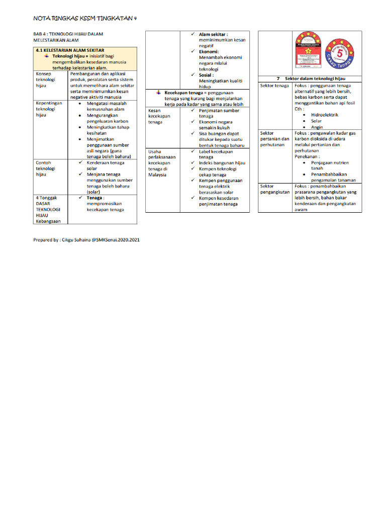 Nota Ringkas Sains Tingkatan 4 | PDF