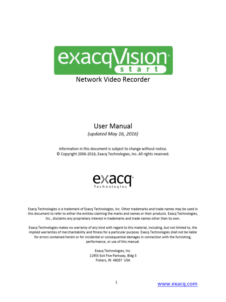 Exacqvision Start User Manual | PDF | Computer Network | Server (Computing)