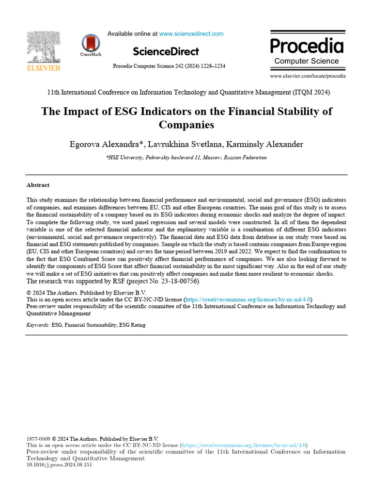 The Impact of ESG Indicators On The Financial Stability | PDF | Corporate Social Responsibility ...