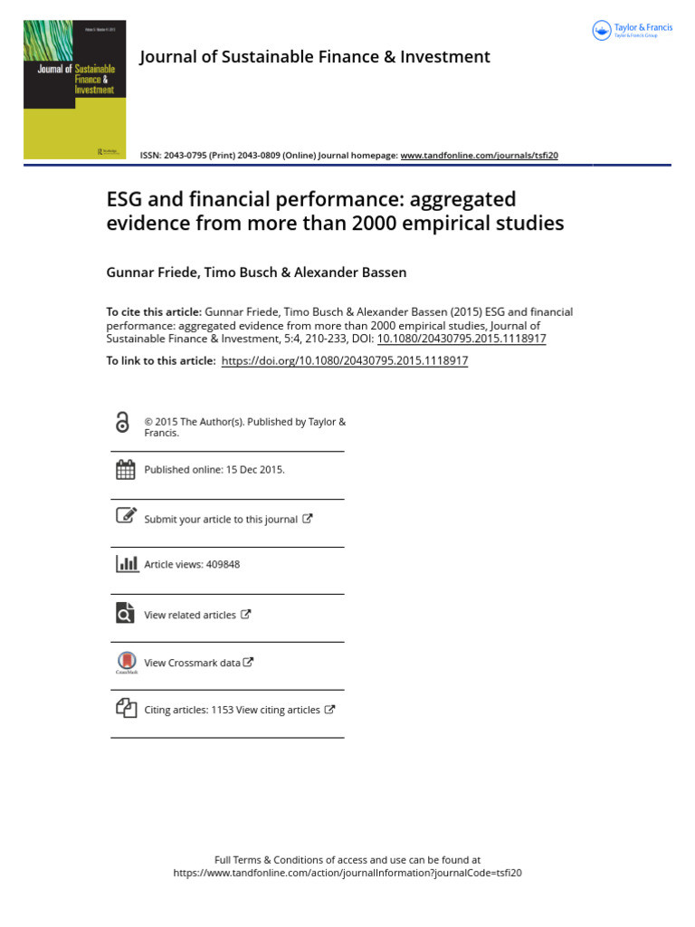ESG and financial performance aggregated evidence from more than 2000 empirical studies | PDF ...
