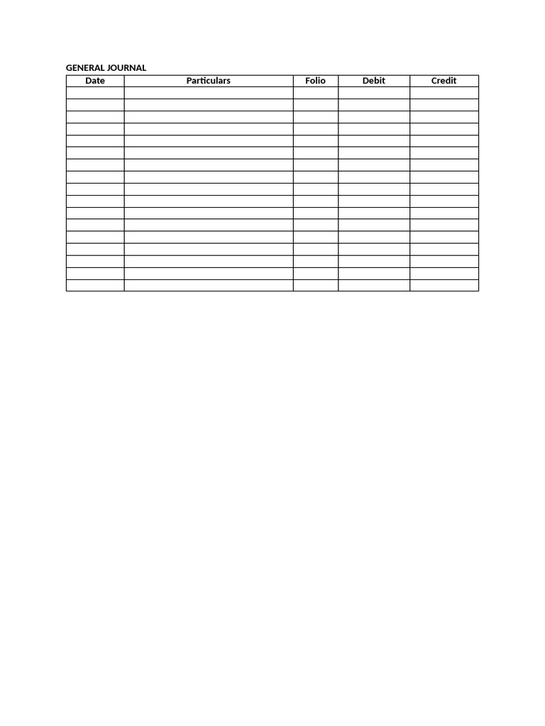 Journal and Ledger Template Overview | PDF | Debits And Credits ...