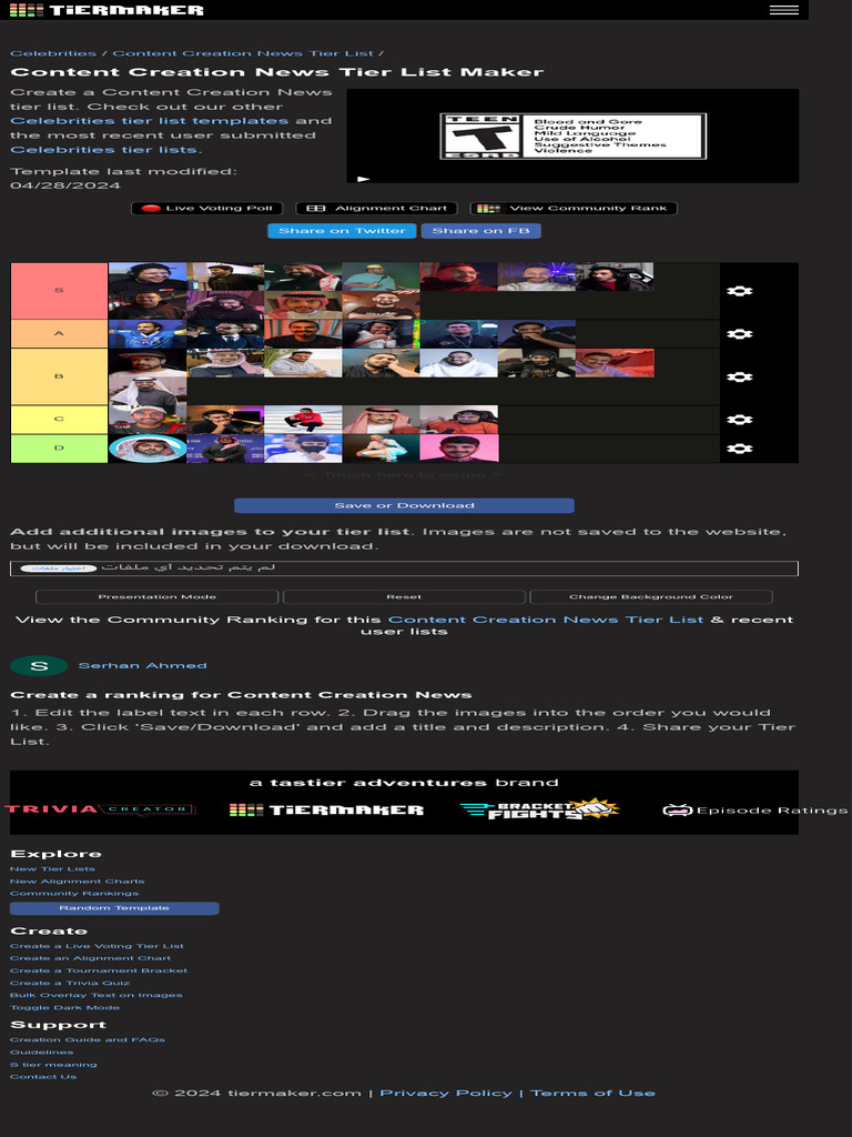 Create A Content Creation News Tier List - TierMaker | PDF | Career & Growth | Games & Activities