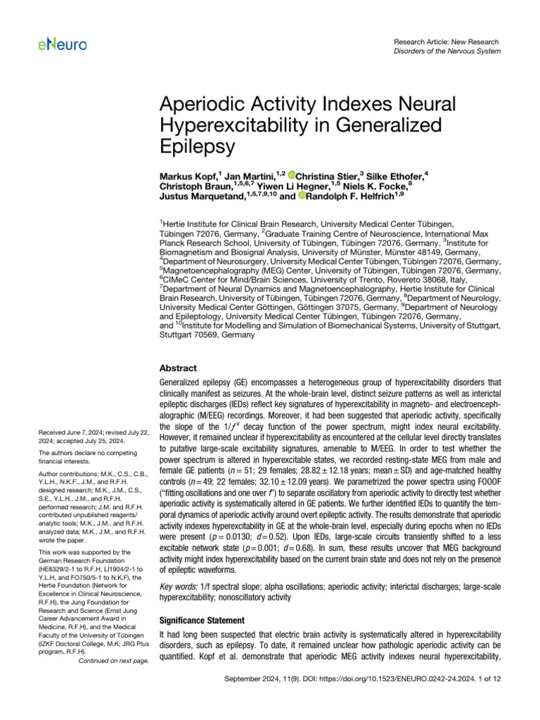 Aperiodic - Neural Hyperexcitability in Generalized Epilepsy | PDF ...