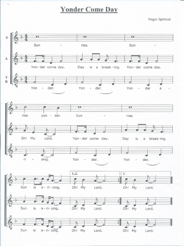 Yonder Come Day - Negro Spiritual | PDF