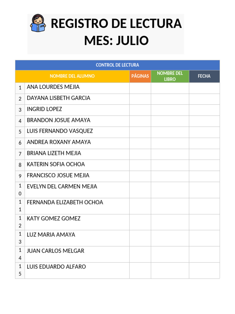Registro de Lectura | PDF