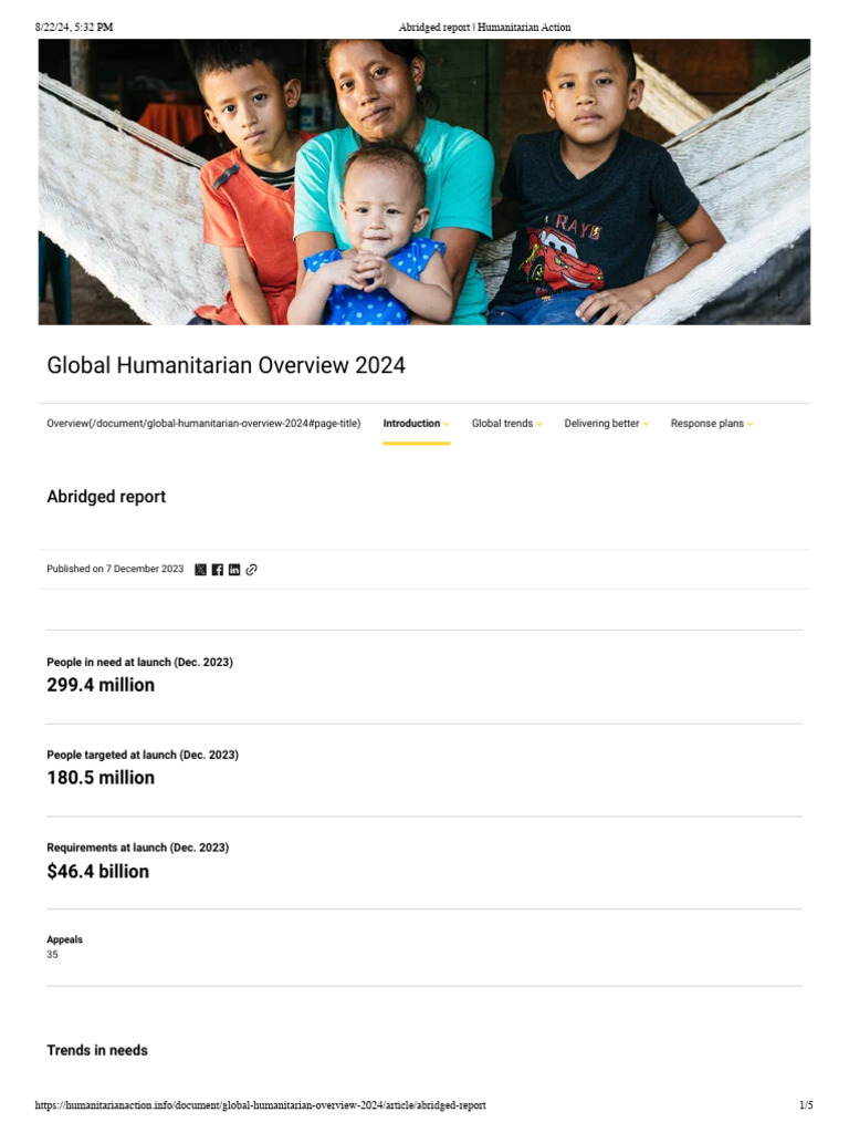 Global Humanitarian Overview 2024 | PDF | Humanitarian Aid | Internally ...