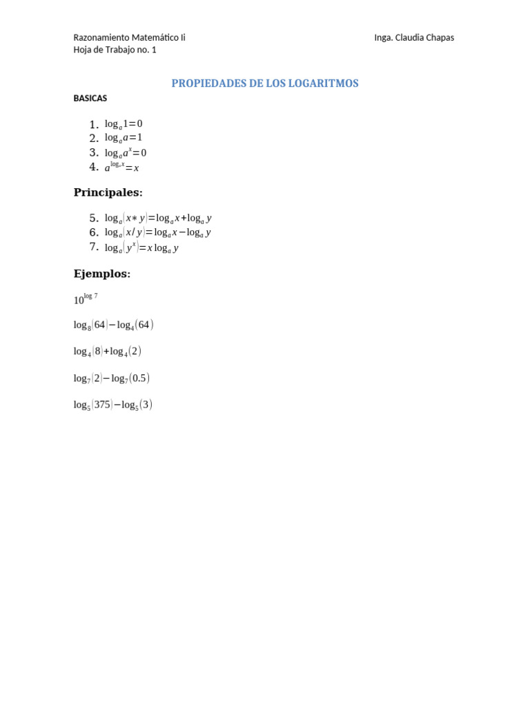 Propiedades Básicas de Logaritmos | PDF