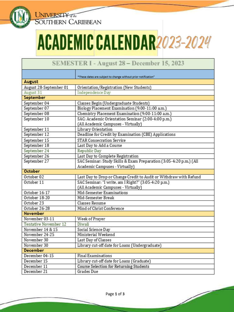 2023-2024 Academic Calendar | PDF | Academic Term