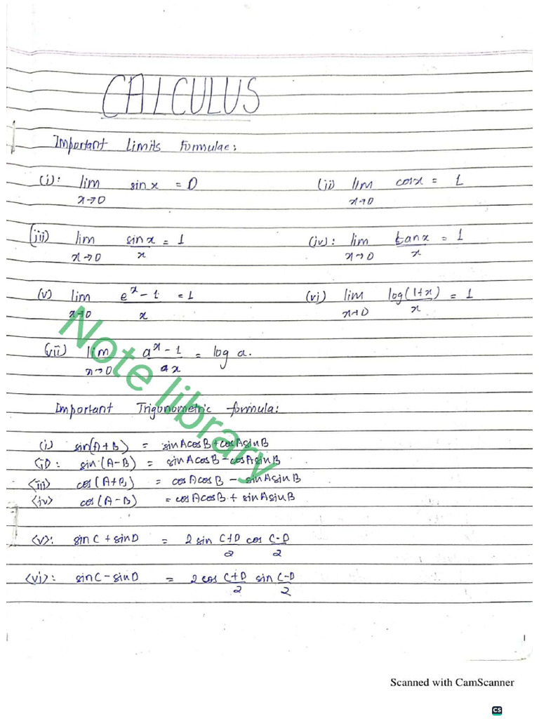 Math Last Hour Formula by Note Library | PDF