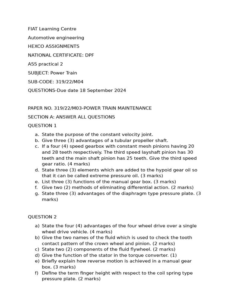 power train | PDF | Gear | Manual Transmission