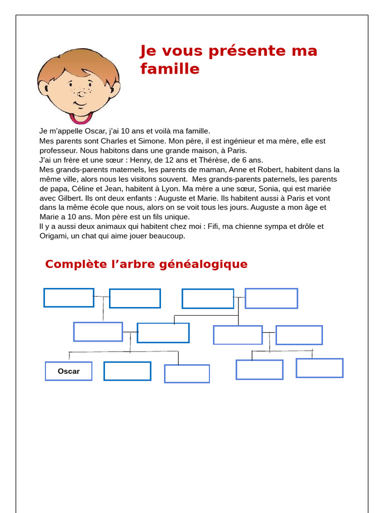 Présentation de ma famille | PDF