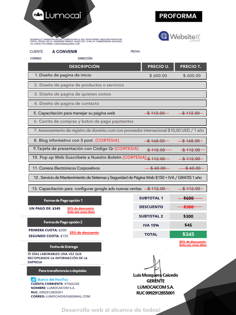 Proforma Pagina Web | PDF | Red mundial | Internet y web
