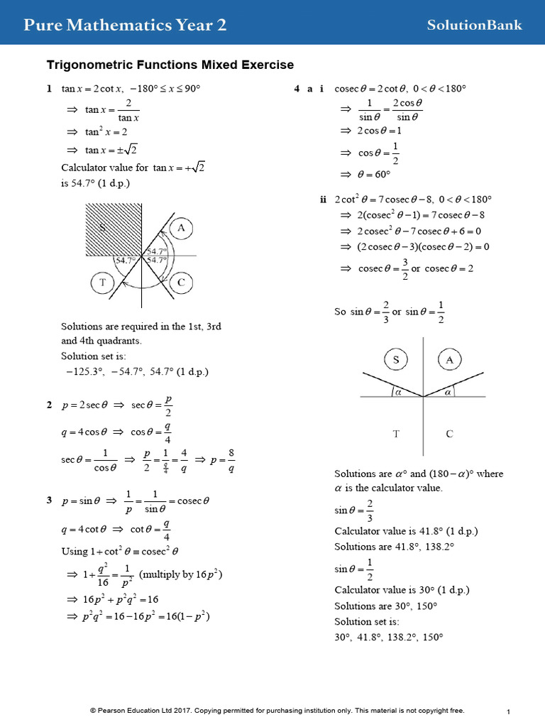 Alevelsb p2 Ex6mix5345 | PDF | Mathematical Notation | Euclidean Plane Geometry