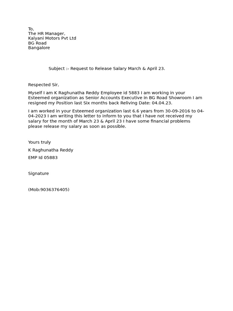 Salary Release Request for March & April | PDF | Career & Growth