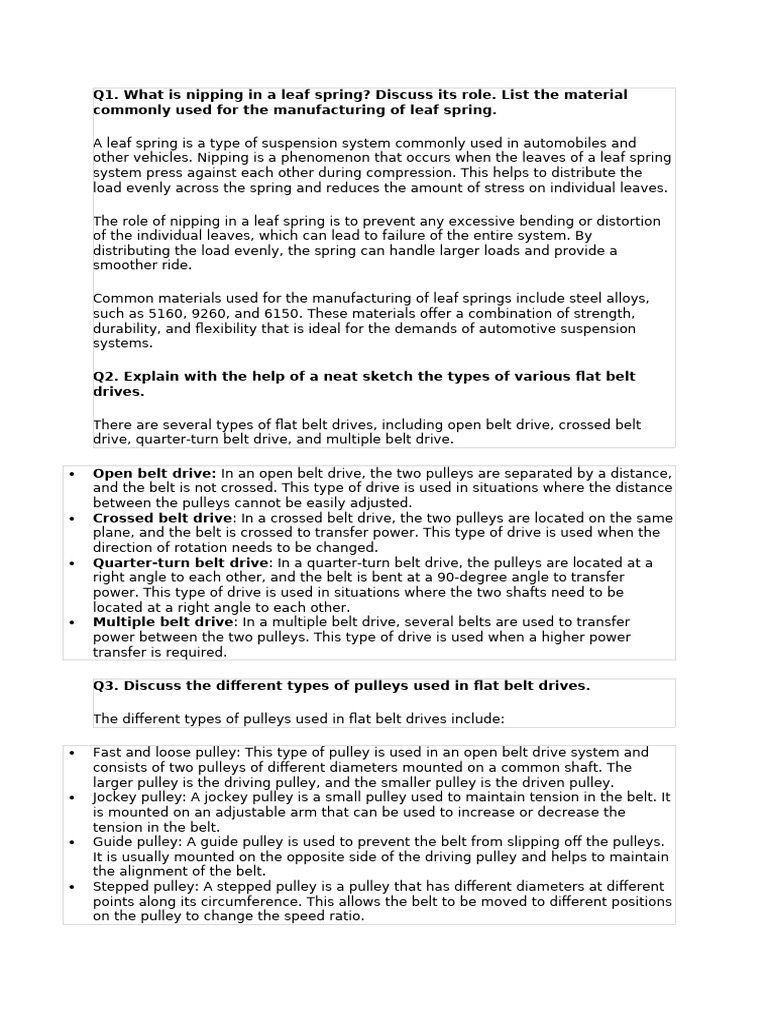 Machine Design II (MD) Q&A | PDF | Gear | Belt (Mechanical)