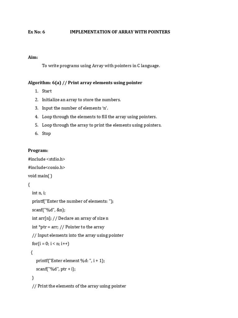 C Array Pointer Implementation Guide | PDF | Computers | Technology & Engineering